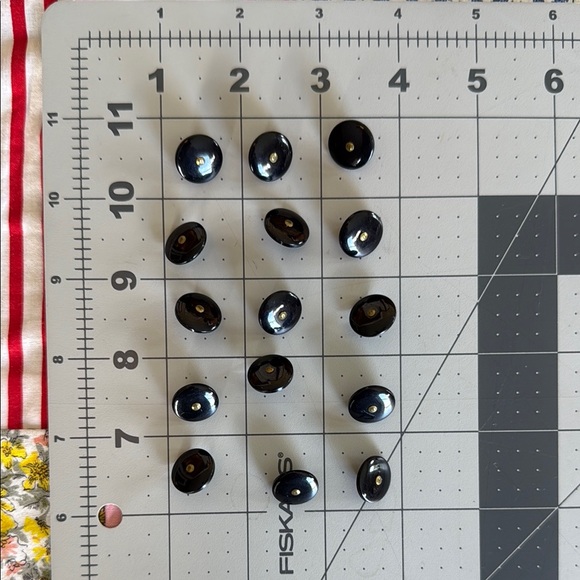 Office | 15 Vintage Black Glass Shank Buttons Brass Loops 58 Domed ...